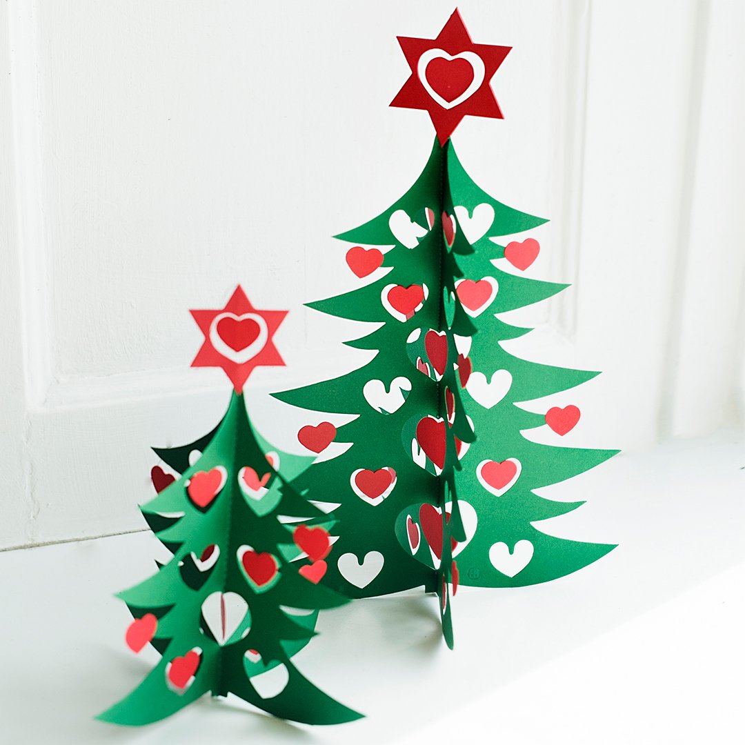 Christmas Tree dbl. 27 cm, green/red - Christmas - Livingly Paper Craft ...