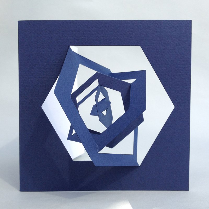 Hexagon card, Bauhaus style, blue - Greeting Cards - Livingly Paper ...